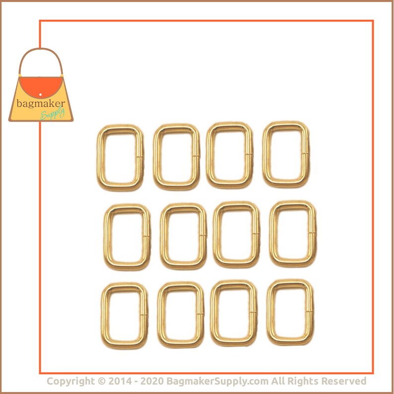 3/4 Inch Rectangle Ring Shiny Brass Finish 12 Pieces | Etsy