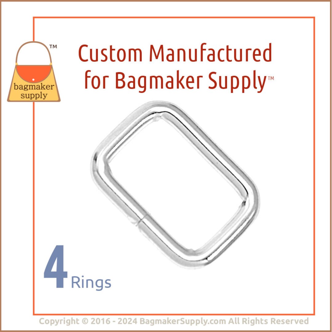 3/4 Inch Rectangle Ring, Shiny Deluxe Nickel Finish, 4 Pack, 3.75 Mm ...