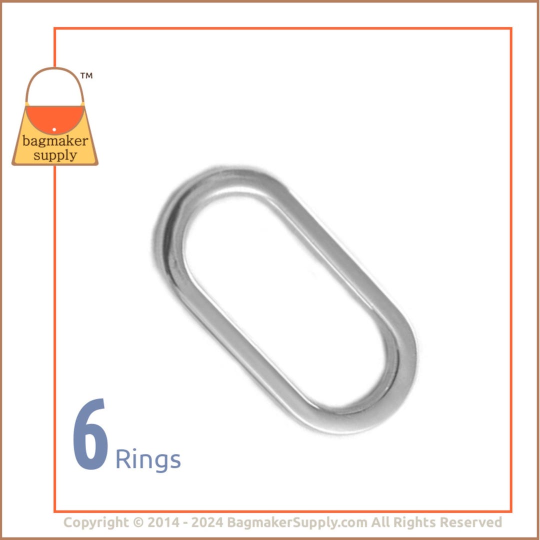 1 Inch Oval Ring, Flat Cast, Shiny Nickel Finish, 6 Pieces, O-ring, 25 ...
