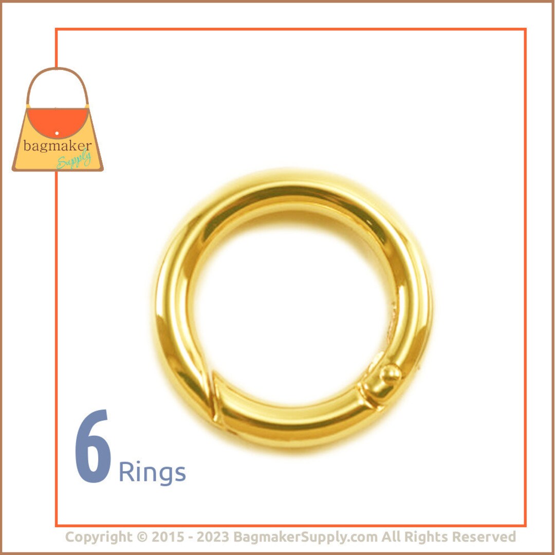 1 Inch O Ring, Gold Finish, 6 Pieces, 25 Mm Spring Gate Ring, Purse ...