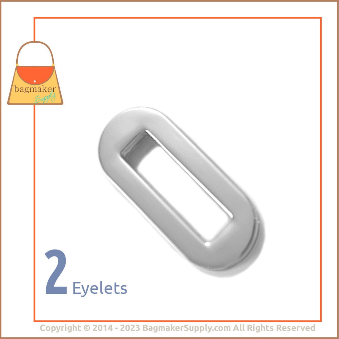 1 Inch Screw Back Eyelet, Oval, Nickel Finish, 2 Eyelets, Handbag Purse ...