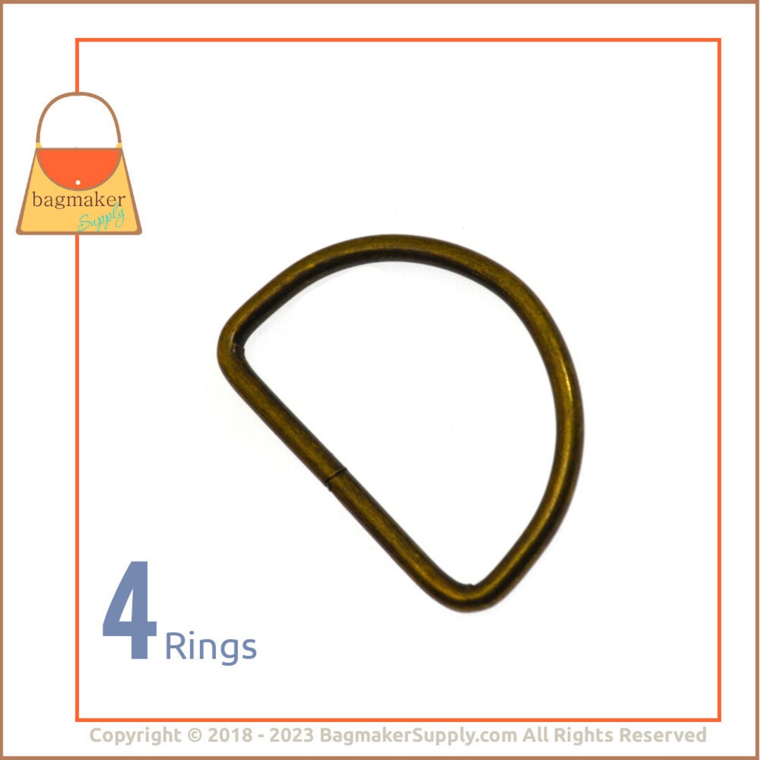 2 Inch D Ring, Antique Brass Finish, Not Welded 4 Mm Gauge, 4 Pieces ...