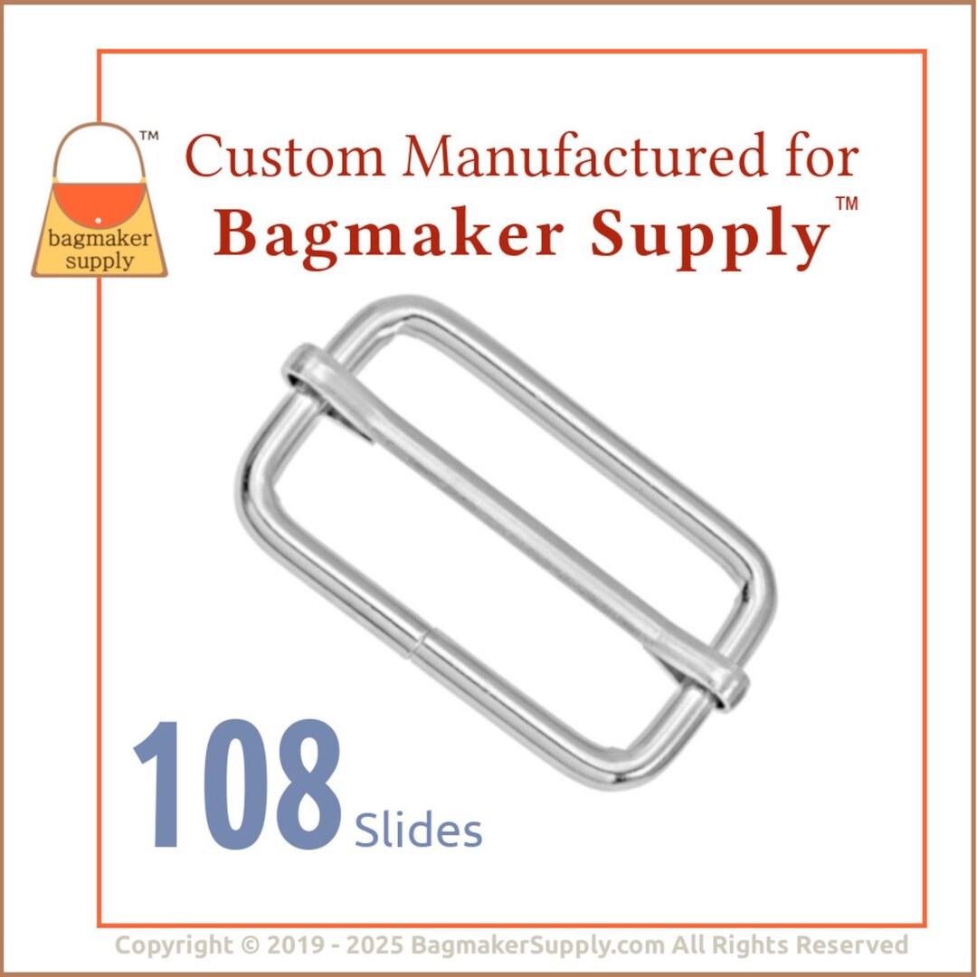 1-1/2 Inch Moving Bar Slide, Shiny Nickel Finish, 108 Pack, 38 Mm Purse ...
