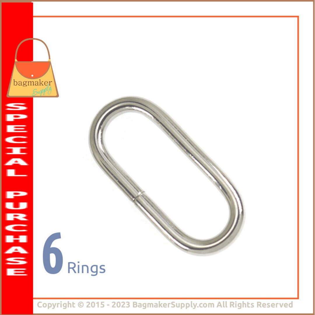 1.5 Inch Oval Ring, Nickel Finish, 6 Pack, 1-1/2 Inch 38 Mm Ring, 4 Mm ...