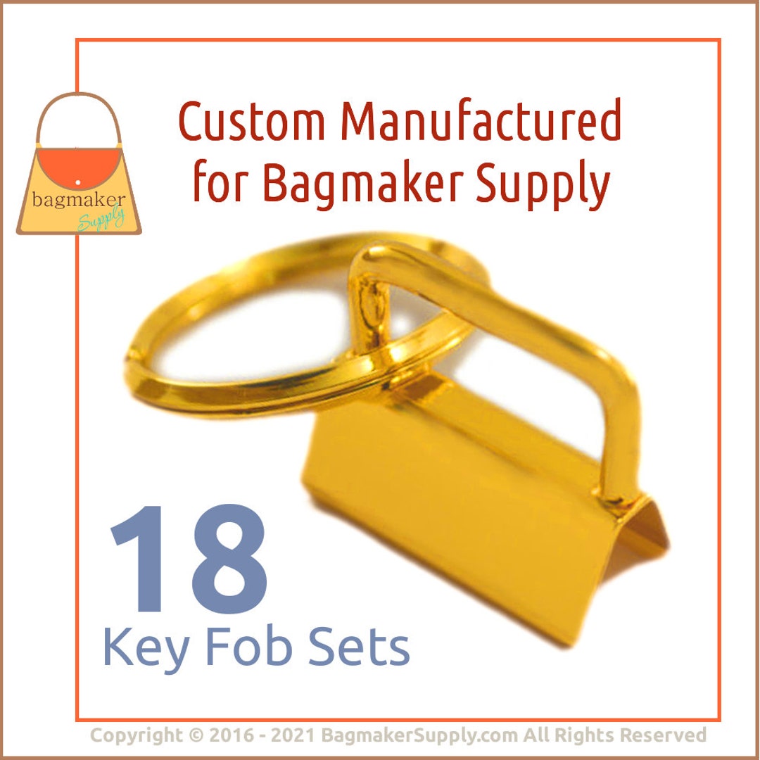 1 Inch Deluxe Key Fob Hardware Set, Deluxe Gold Finish, 18 Sets, 25 Mm ...