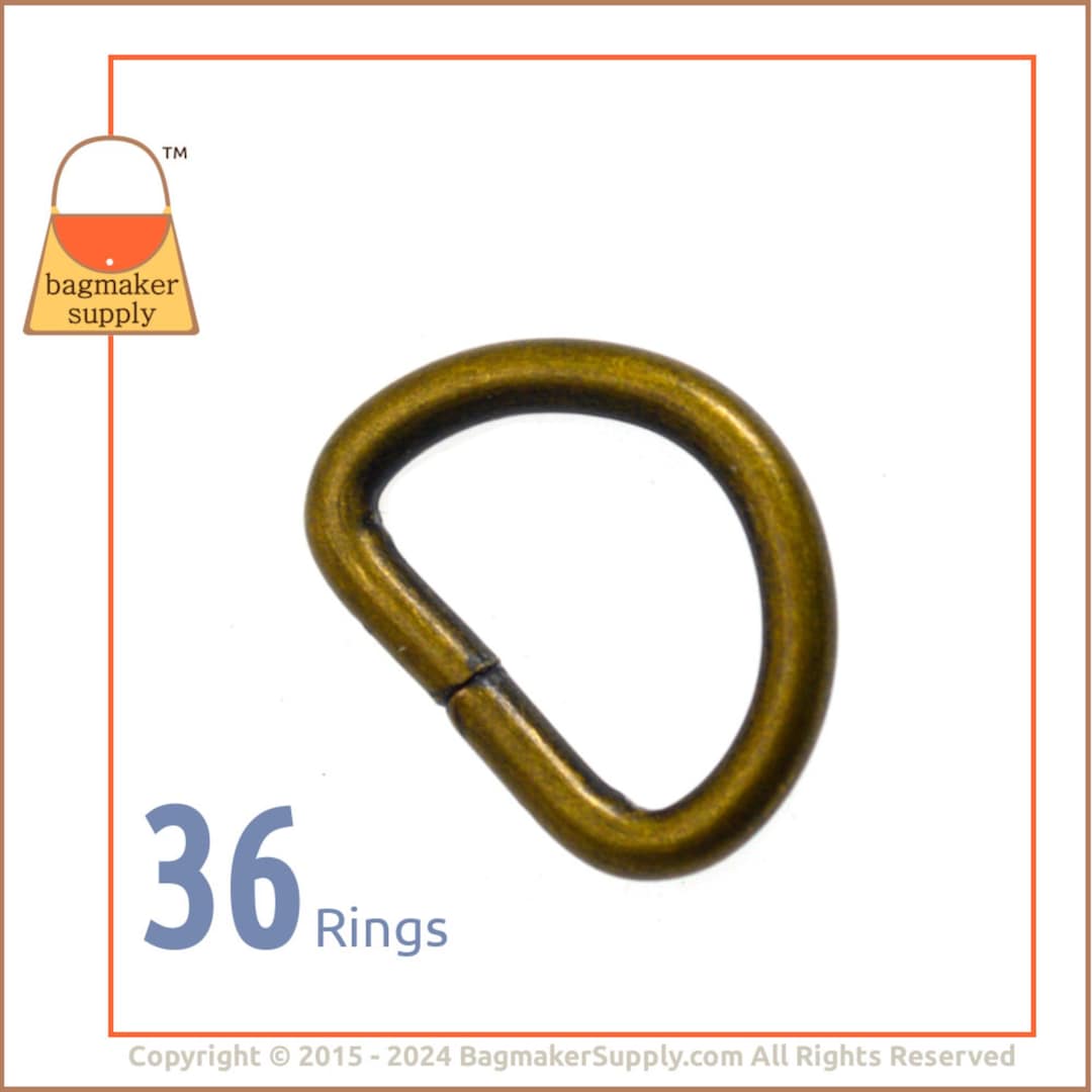 3/4 Inch D Ring, Antique Brass Finish, 36 Pieces, 3.5 Mm Gauge 19 Mm ...