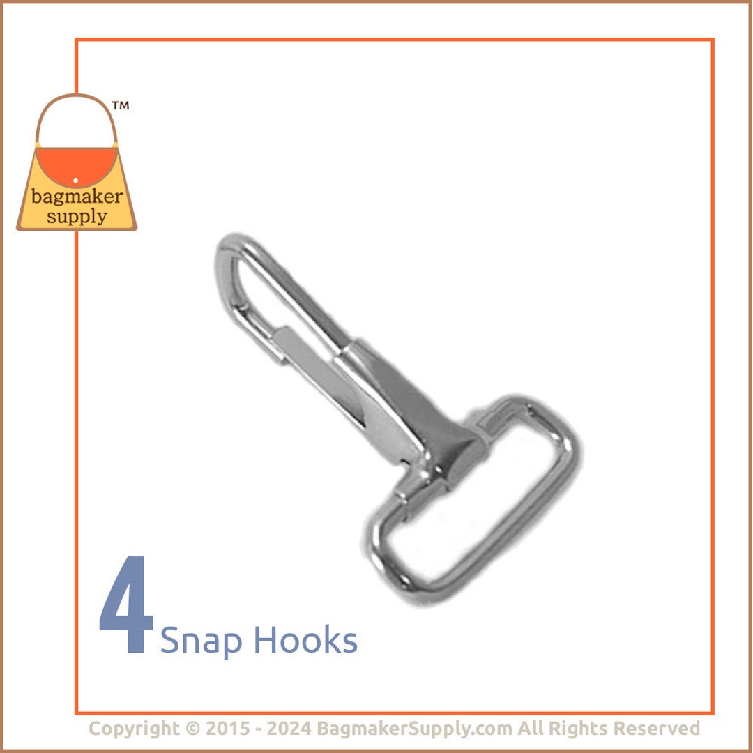 1 Inch Snap Hook, Nickel Finish, 4 Pieces, 25 Mm Stationary Non-moving ...
