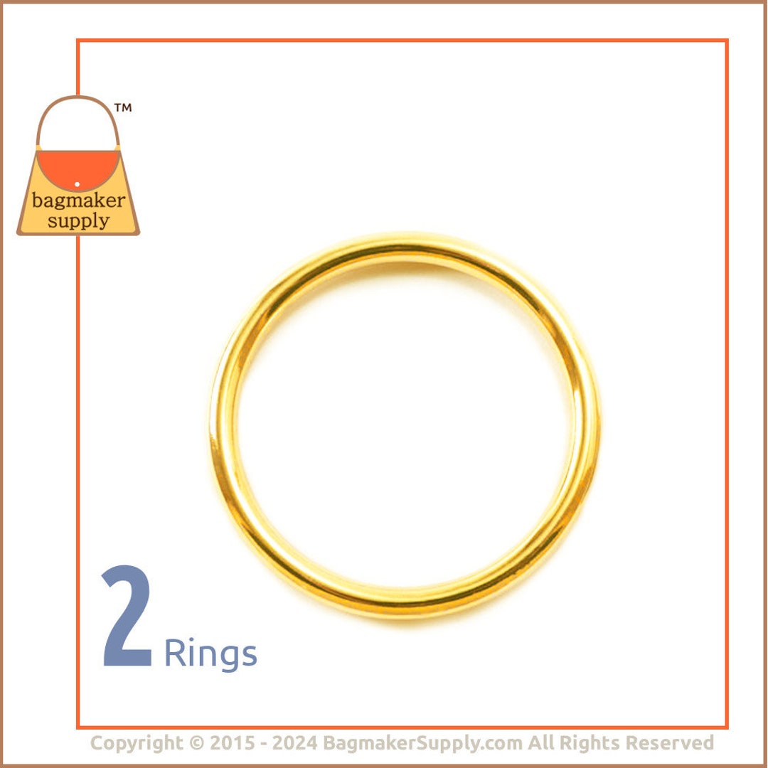 2 Inch Cast O Ring, Shiny Gold Finish, 2 Pieces, 5 Mm Gauge, 51 Mm O ...