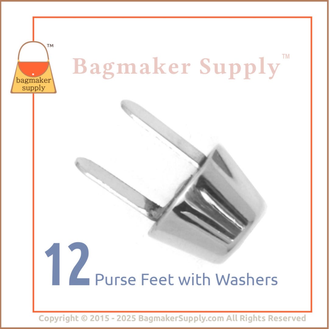 14 Mm Heavy Solid Purse Foot, Handbag Bottom Stud, Nickel Finish, 12 ...