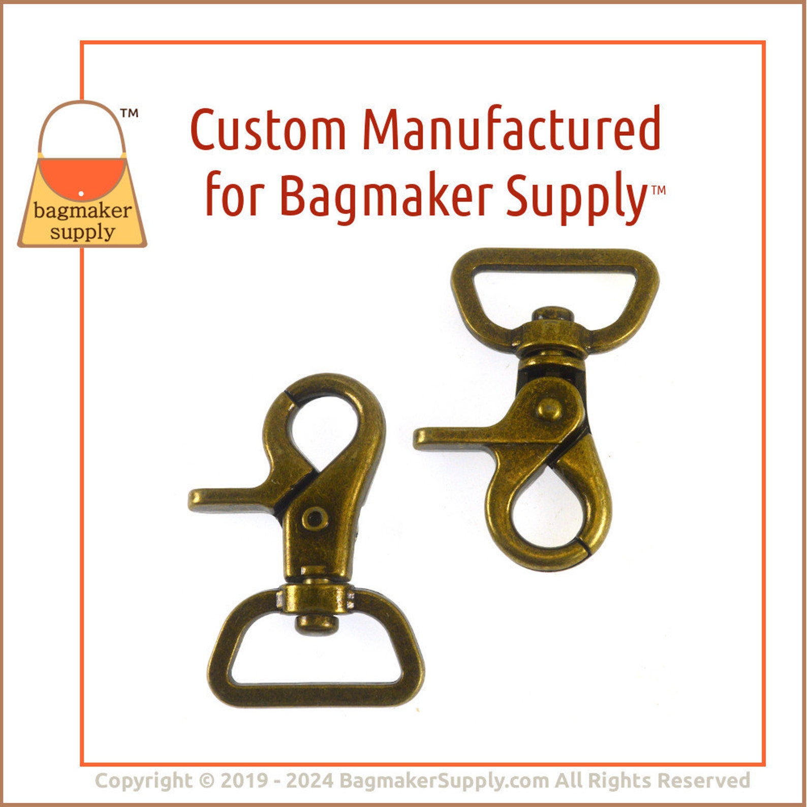 1 Inch Trigger Style Swivel Snap Hook, Antique Brass Finish, 2 Pack, 25 ...