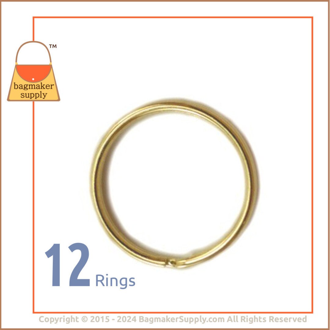 1 Inch Split Key Ring, Brass Finish on Steel, 12 Pieces, 25 Mm O Ring ...
