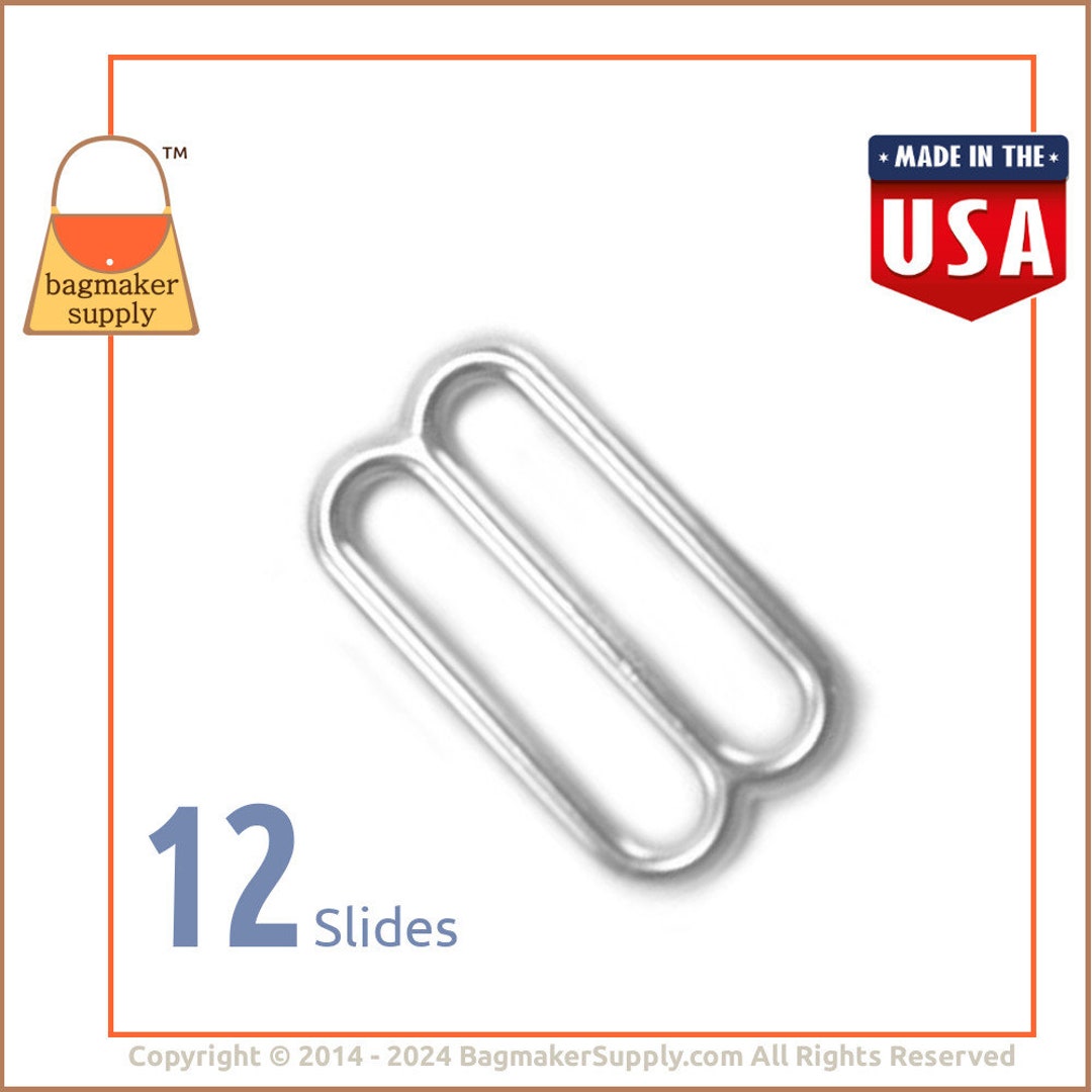 1-1/4 Inch Slide for Purse Strap, Nickel Finish, 12 Pack, 32 Mm Double ...