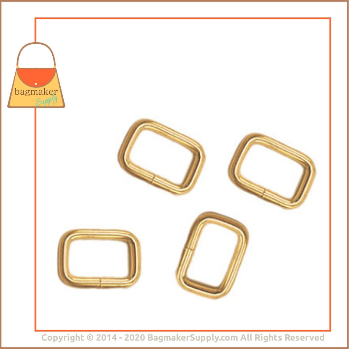 3/4 Inch Rectangle Ring Shiny Brass Finish 12 Pieces | Etsy