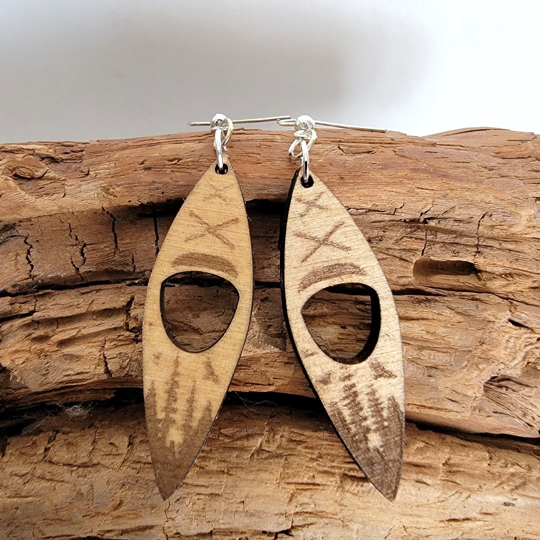 Kayak Laser Engraved Summer Theme Earrings - Etsy
