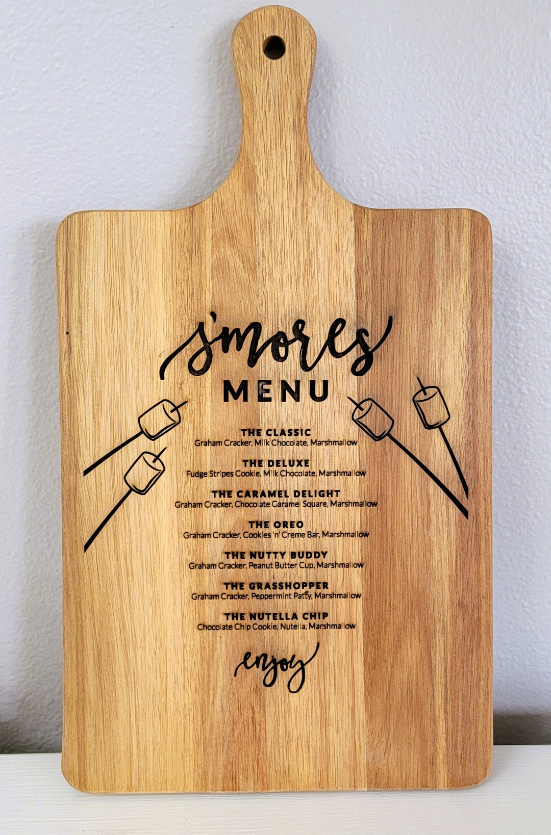 S'mores Menu Acacia Wood Serving Tray / Prep Board - Etsy