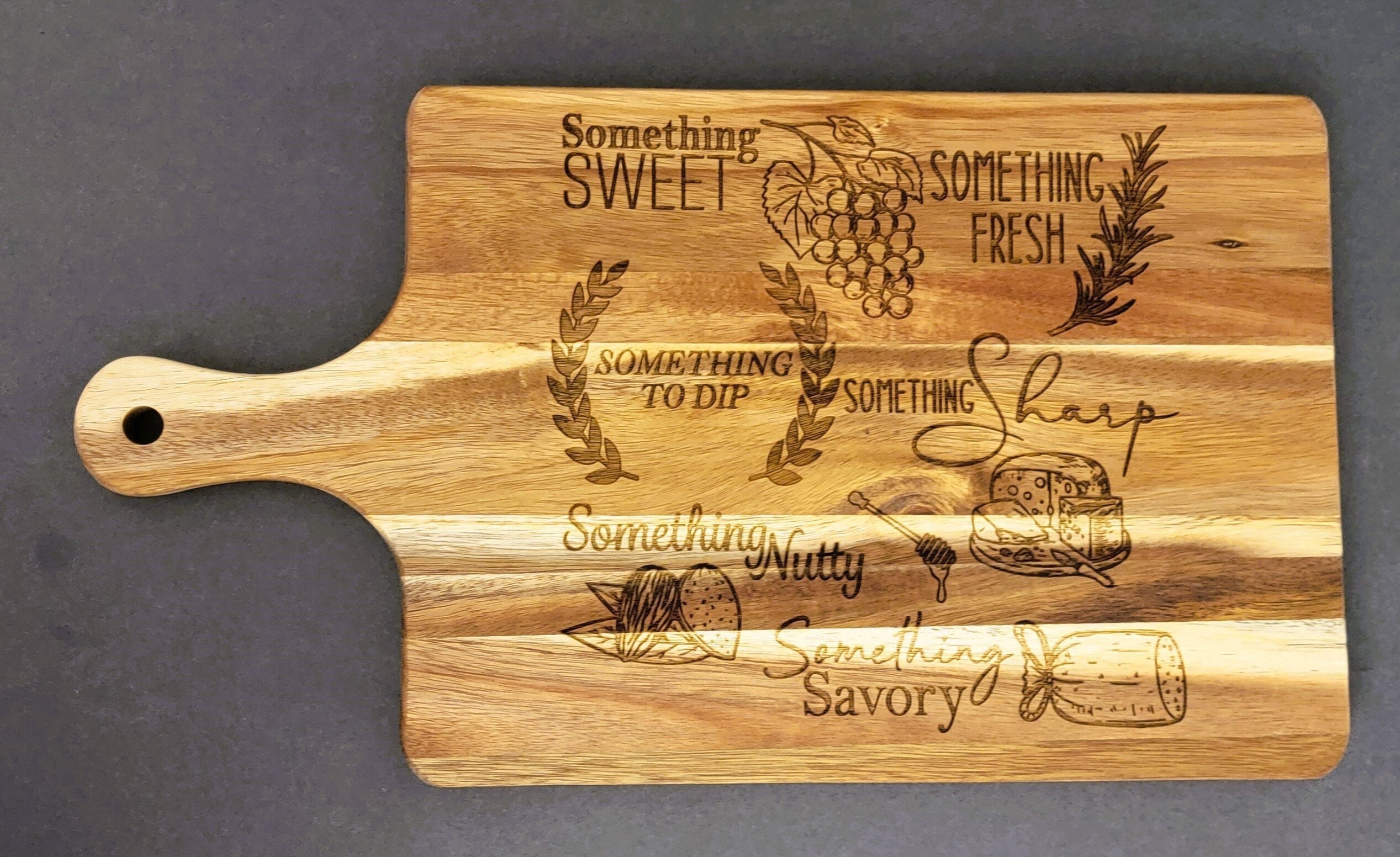 Laser Engraved Charcuterie Acacia Wood Board Serving Board - Etsy