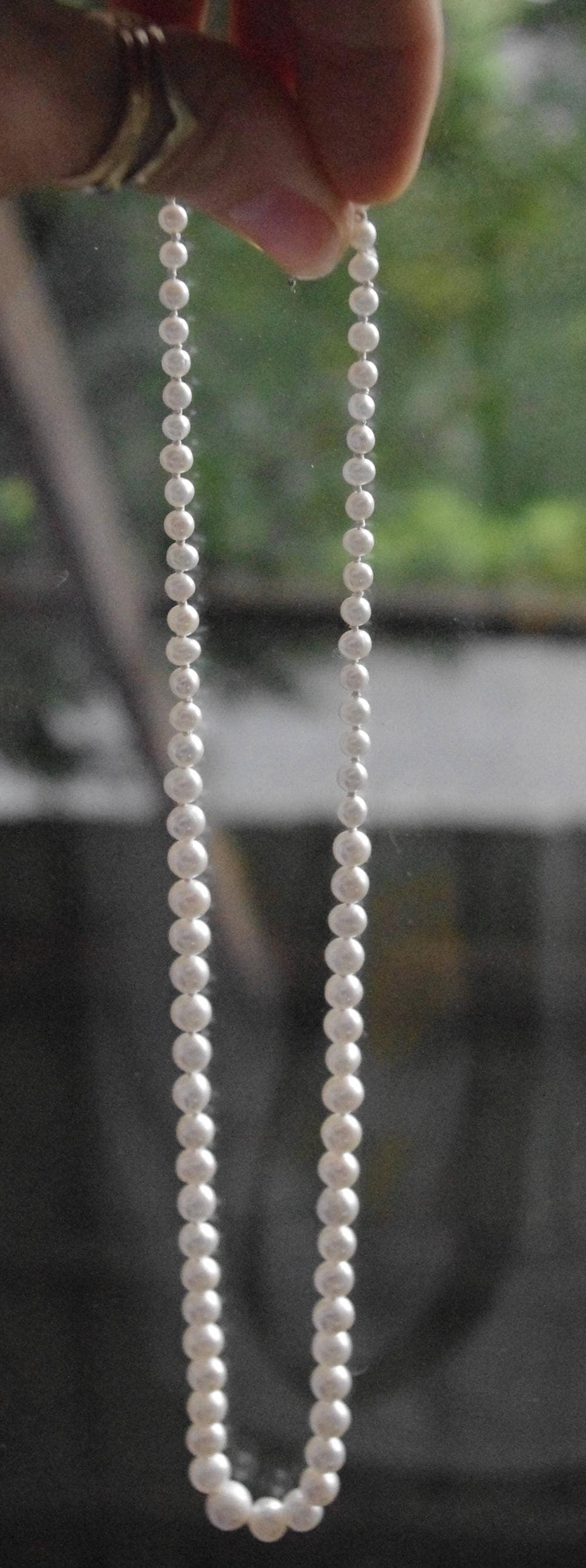 Graduated freshwater white pearl necklace handknotted | Etsy