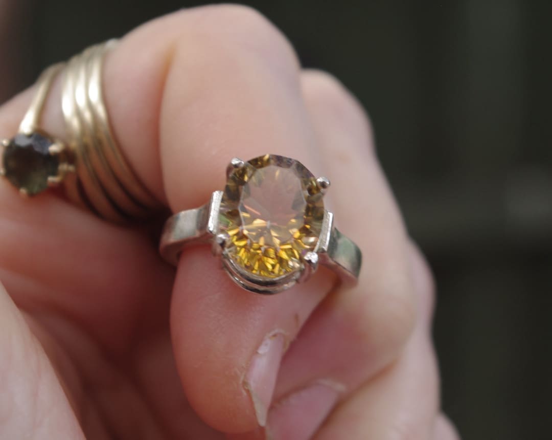 Natural Citrine With Azotic Coating in Sterling Silver Ring - Etsy