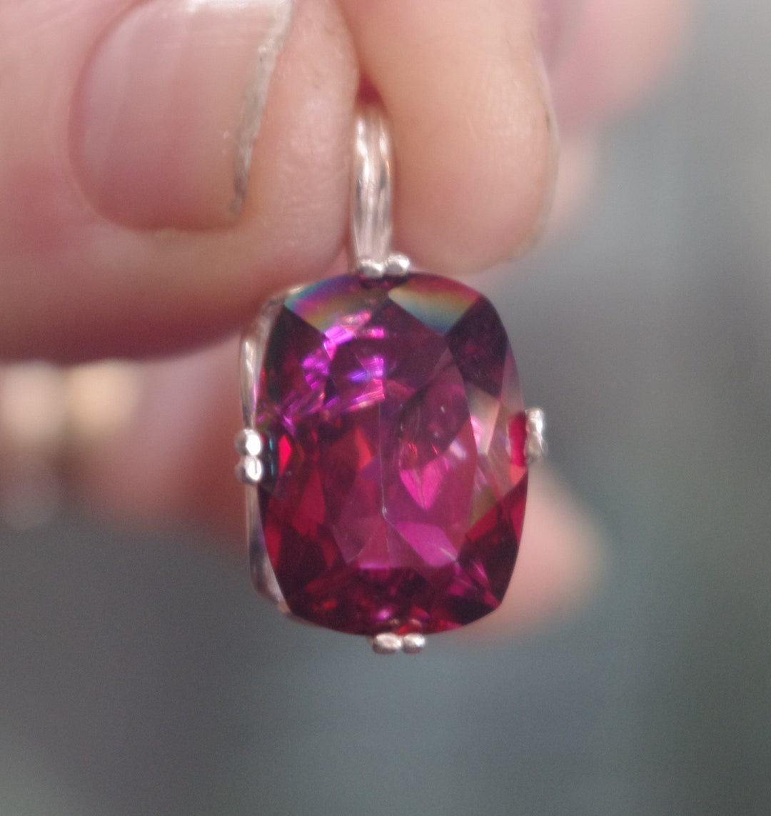 Natural Dark Pink Topaz in Sterling Silver - Etsy