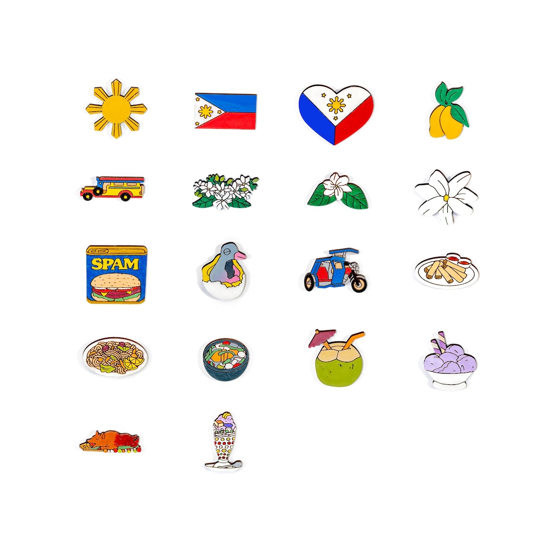 Filipino Food & Culture Icons as Pins, Magnets, Keychains, or Jibbitz ...