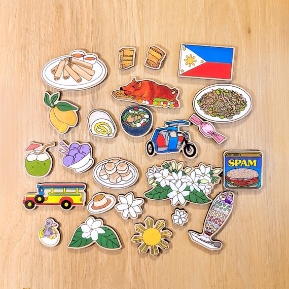 Filipino Food & Culture Icons as Pins Magnets Keychains - Etsy