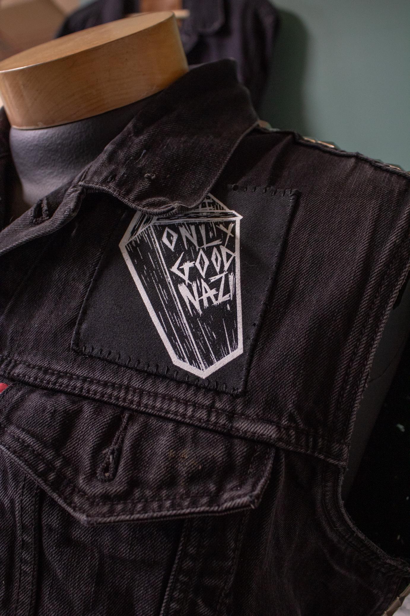 Battle Jacket Starter - Dead Giants Patches on Large Black Levis Jacket ...
