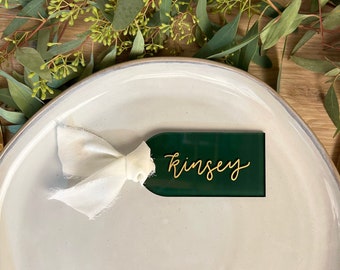 Sage Green Arch Acrylic Name Tag W/ Custom Script Place Card - Etsy