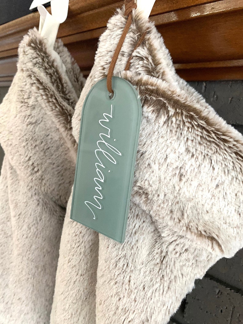 Sage Green Arch Acrylic Name Tag w/ Custom Script Hanging | Etsy