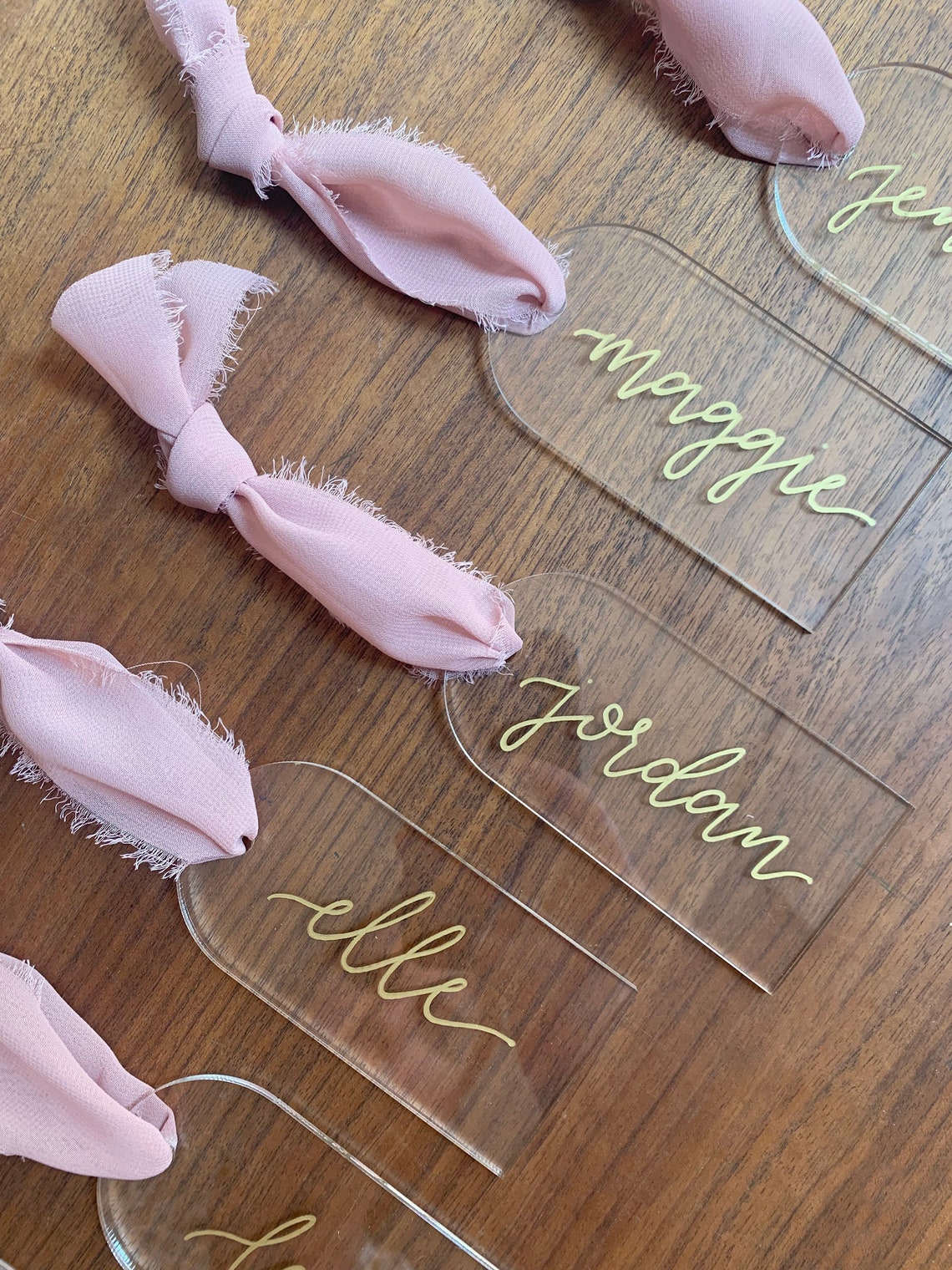 Arch Acrylic Place Cards With Hand Lettered Gold Script - Etsy