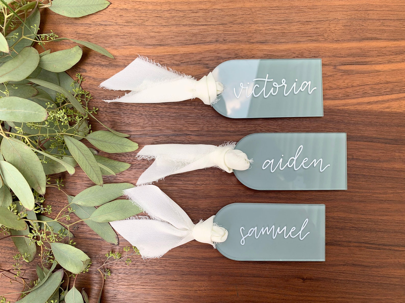 Sage Green Arch Acrylic Name Tag W/ Custom Script Place Card - Etsy