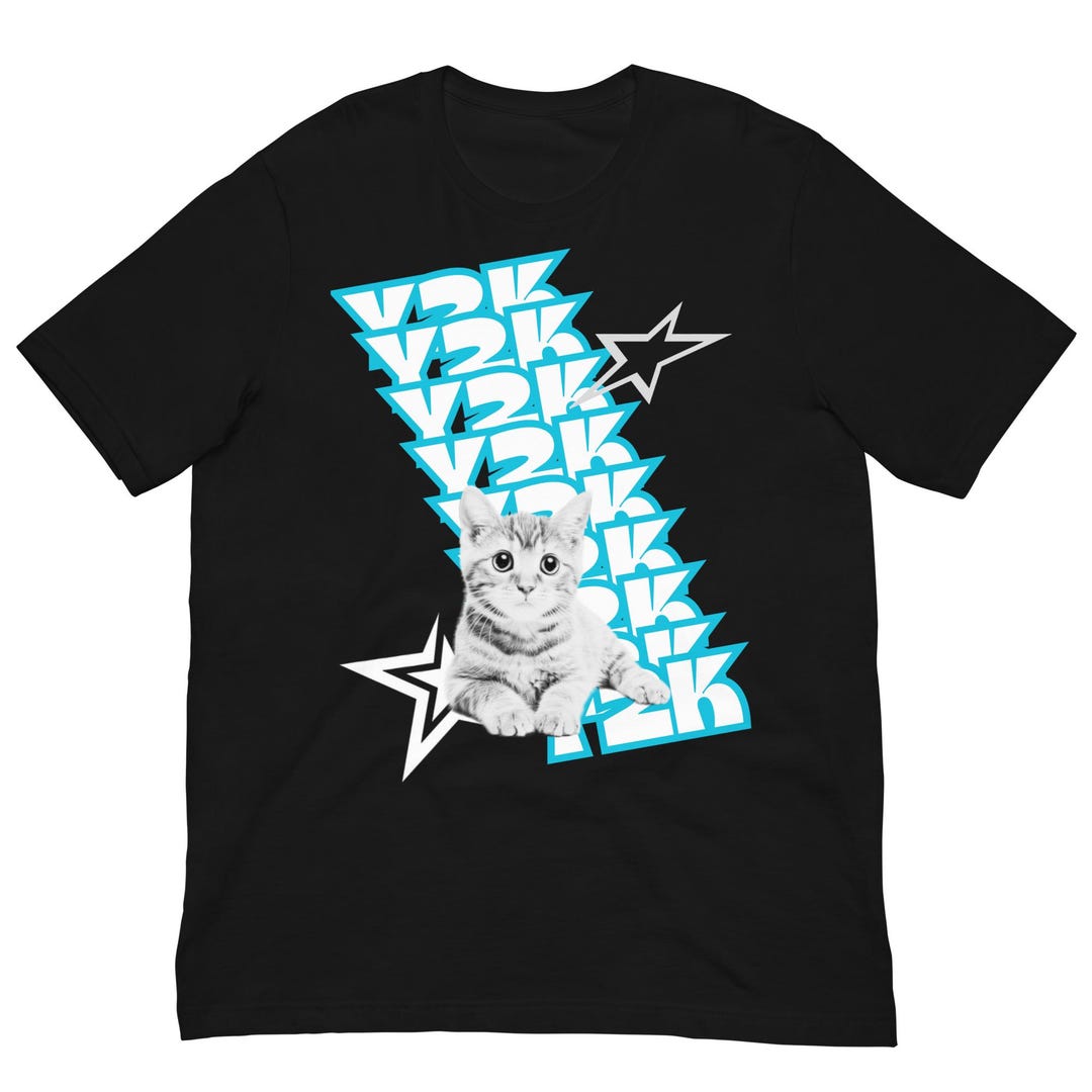 Y2K Cat Graphic Tee: Retro 2000s Style - Cat Rescue Fundraiser - Etsy