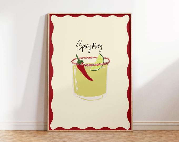 Spicy Marg Art Print Poster. (cocktail Prints, Cocktail Wall Art ...