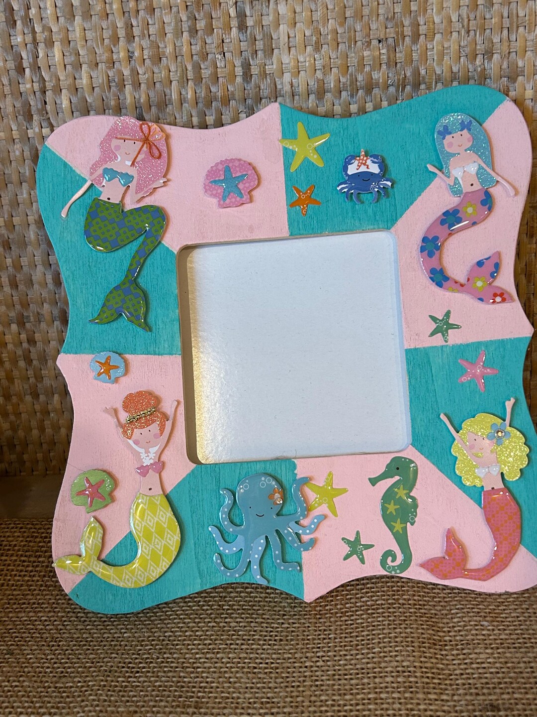 Mermaid Picture Frame Pink Teal Frame Cute Ocean Decor Under the Sea ...