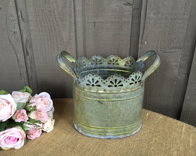 Vintage Moss Planter/ Distressed Planter/ Green Planter/ Moss Colored ...