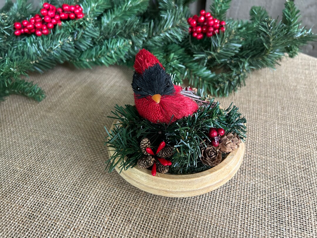 Red Bird Decor/ Cardinal Arrangement/ Woodland Red Bird - Etsy