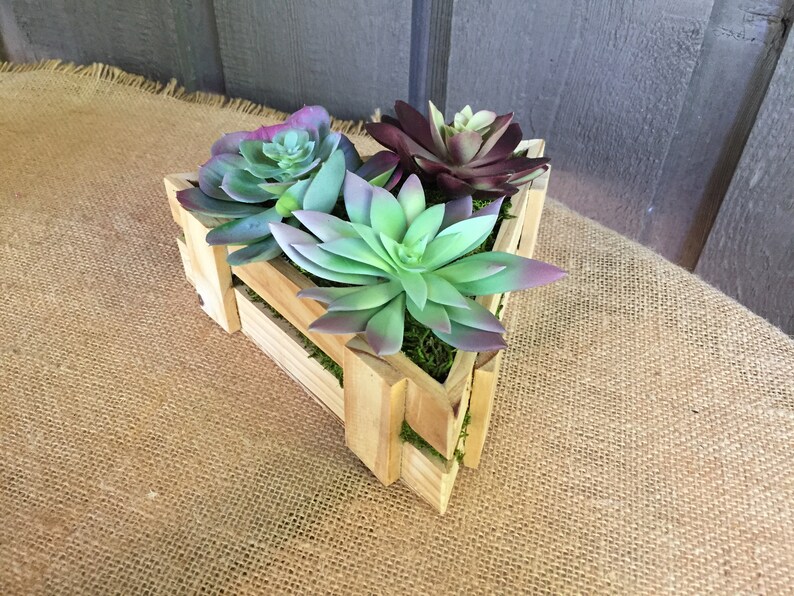 Faux Succulents in a Crate/ Farmhouse Succulents Arrangement/ Faux ...