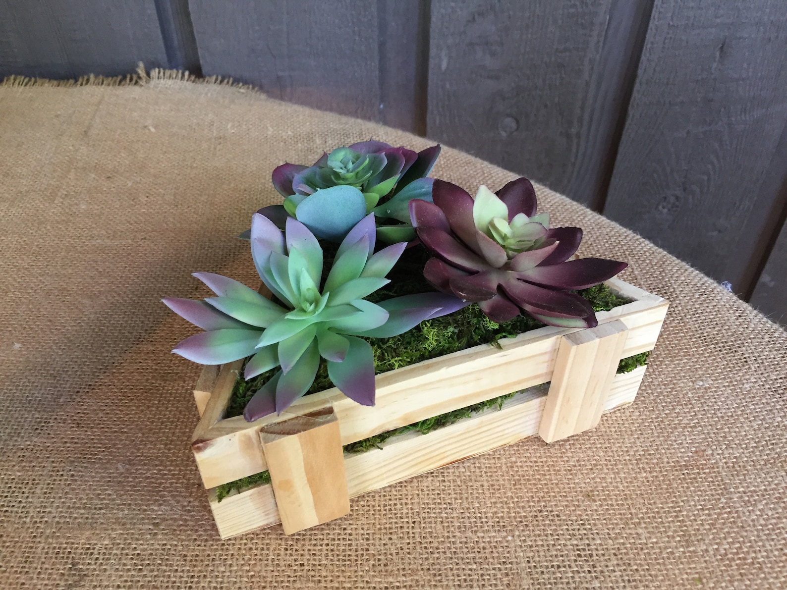 Faux Succulents in a Crate/ Farmhouse Succulents Arrangement/ | Etsy