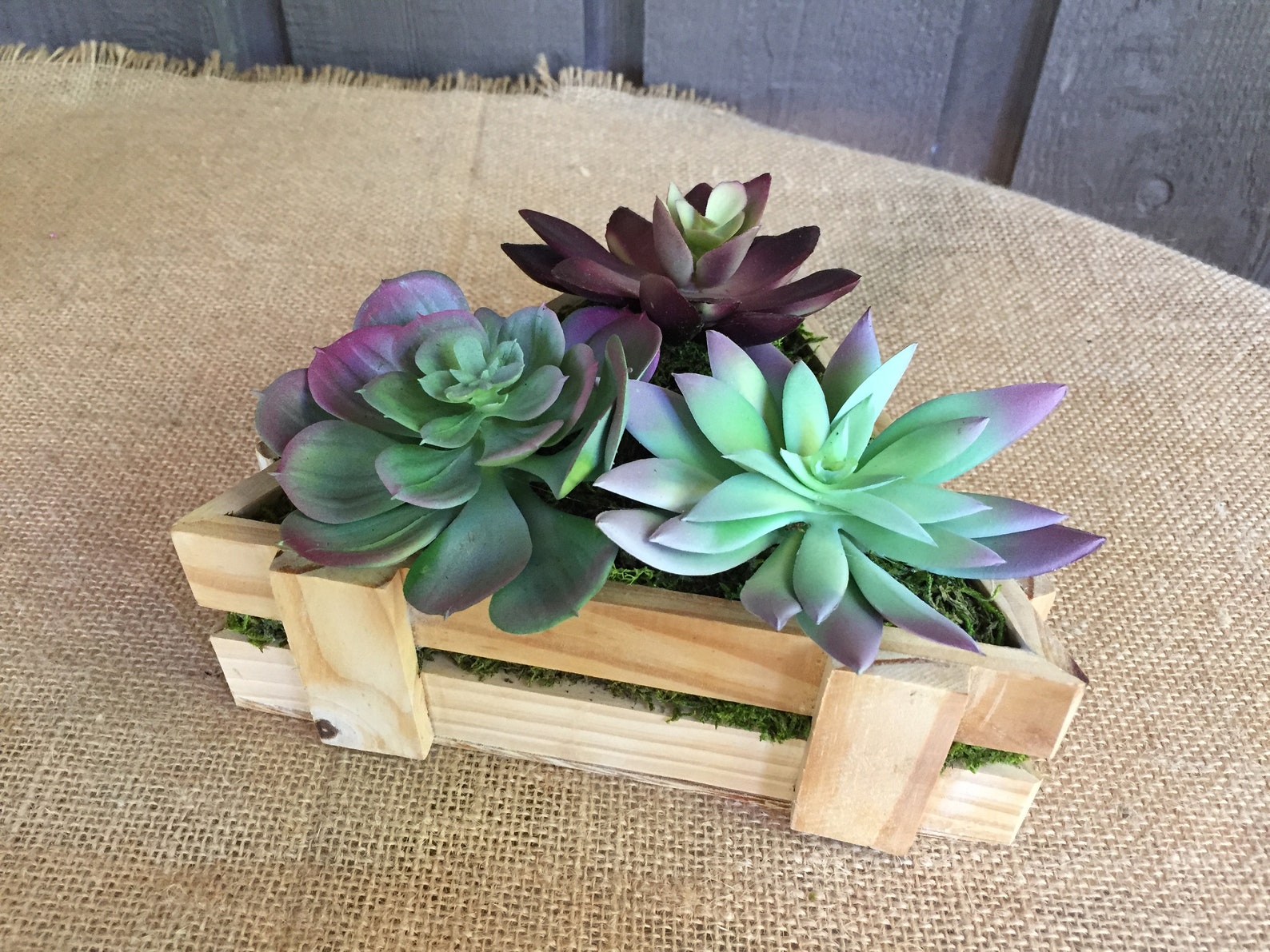 Faux Succulents in a Crate/ Farmhouse Succulents Arrangement/ | Etsy
