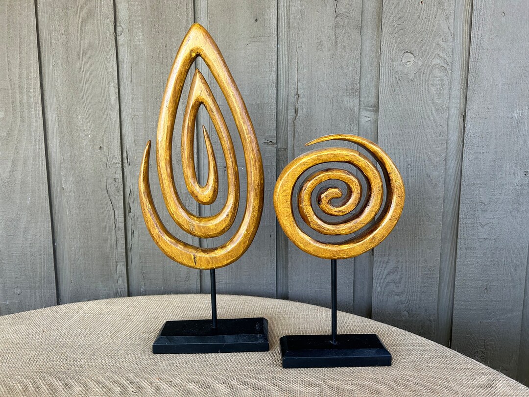 Vintage Modern Carved Wood/ Wood Art Object/ Carved Wood Sculptures ...