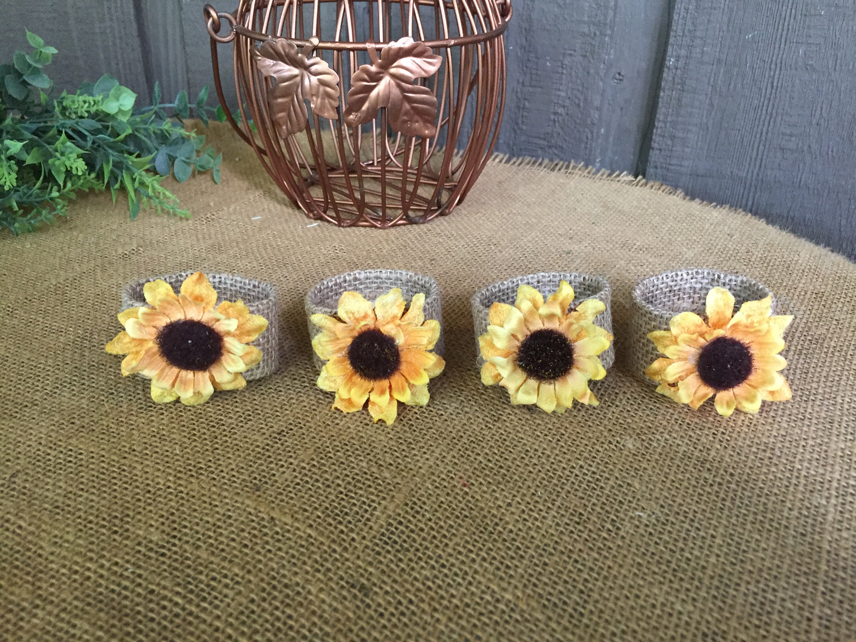 Sunflower Napkin Rings/ Burlap Sunflowers Napkin Rings/ - Etsy