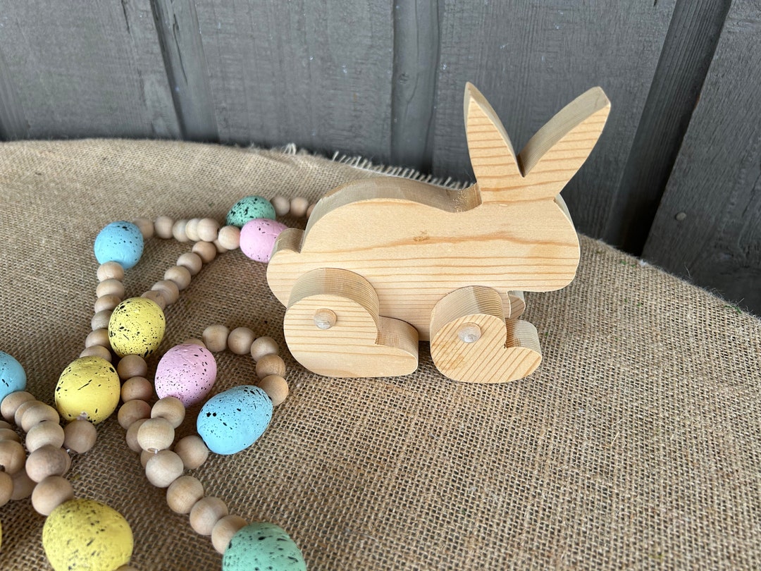 Vintage Small Wood Bunny Easter Decor Farmhouse Easter Bunny Tiered ...