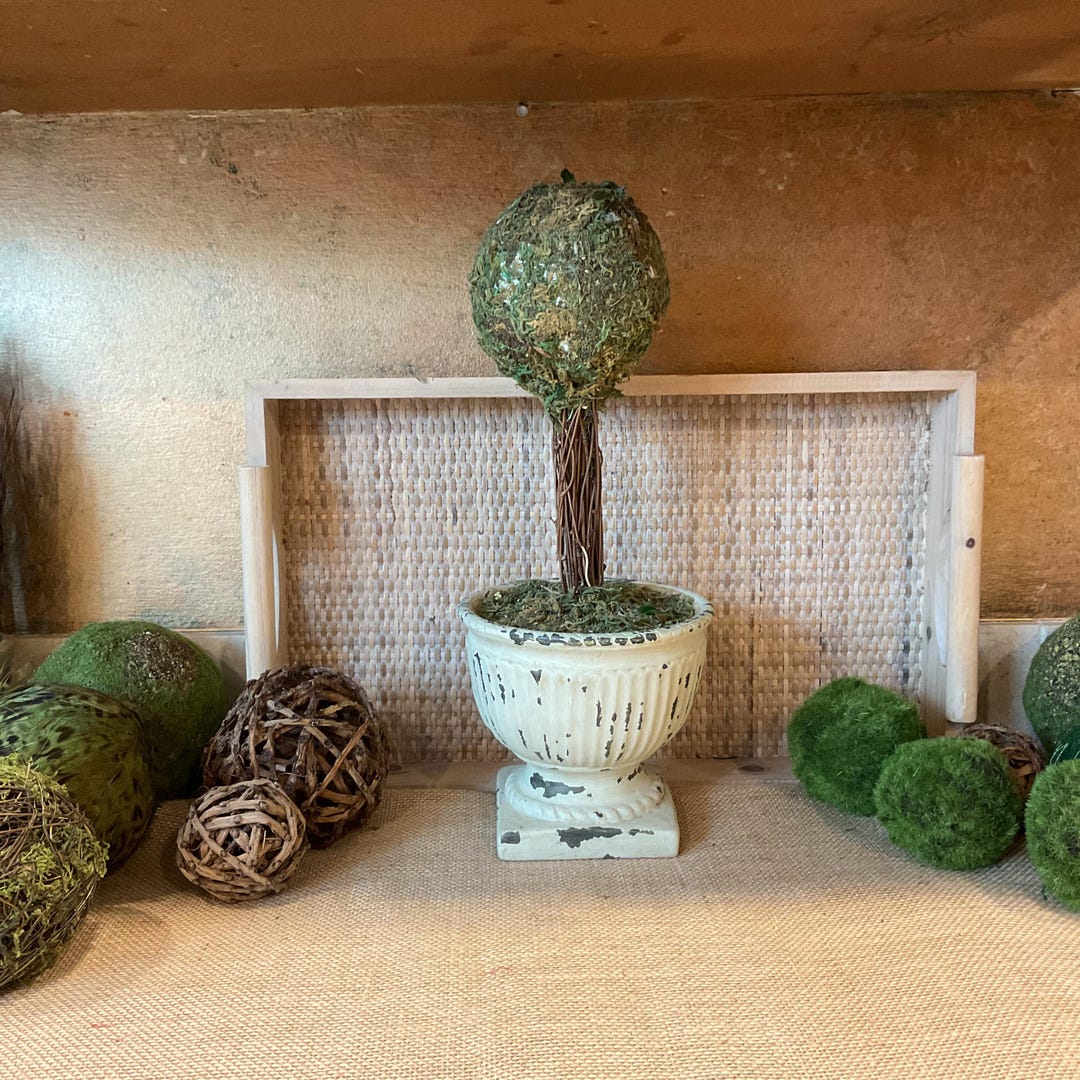 DIY Topiary French Country Topiary Rustic Moss Ball Decor Vintage ...