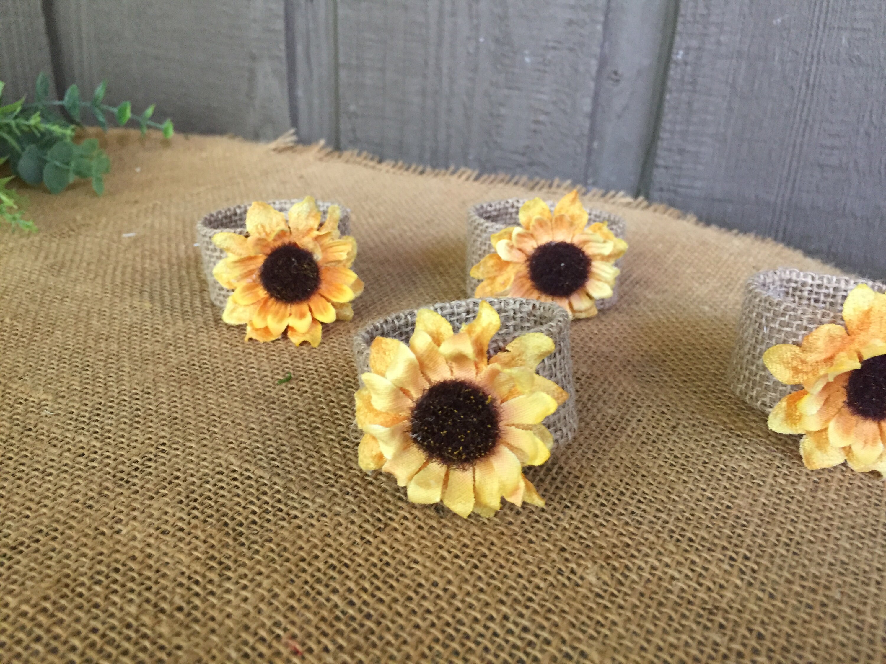 Sunflower Napkin Rings/ Burlap Sunflowers Napkin Rings/ - Etsy
