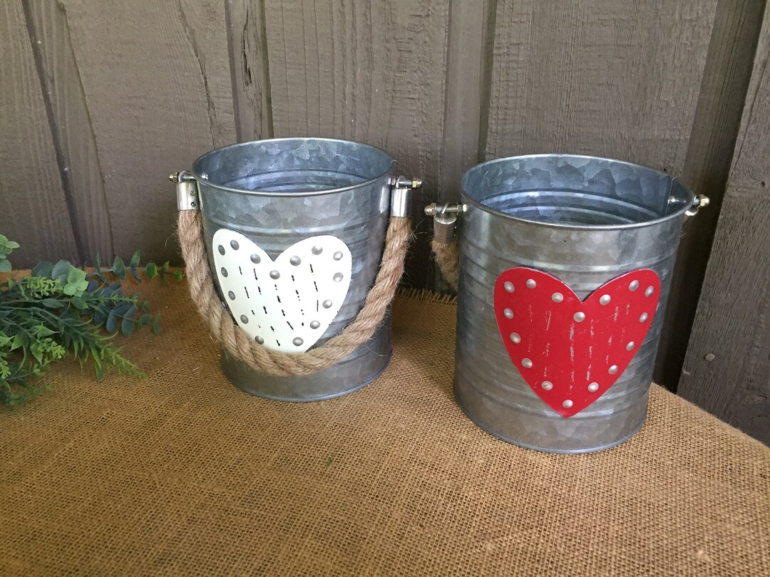 Wedding Bucket With Metal Heart/galvanized Bucket With Heart/wedding ...