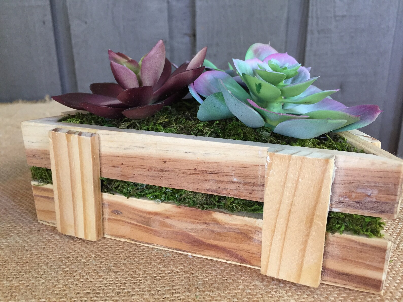 Faux Succulents in a Crate/ Farmhouse Succulents Arrangement/ | Etsy
