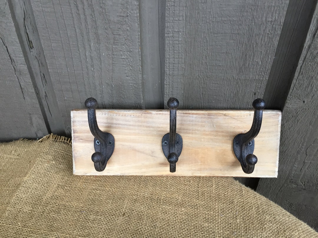 Farmhouse Hooks Bathroom Hooks for Towels and Robes Vintage Wood With ...