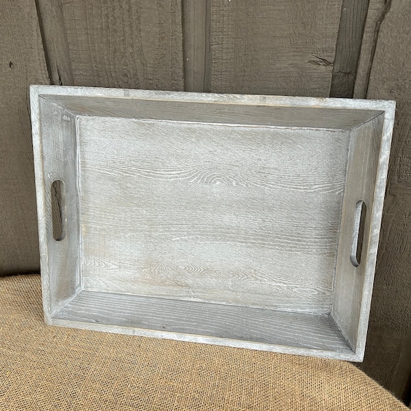 Rustic Wood Tray With Handles - Etsy