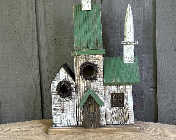 Large Vintage Birdhouse Wooden Rustic Garden Decor Antique Style ...