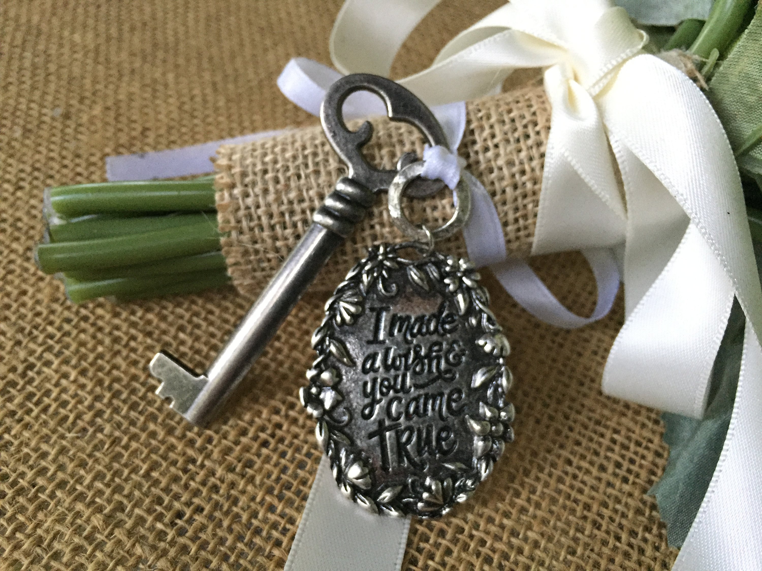 Wedding bouquet charms/ key and charm for wedding bouquet/ key | Etsy