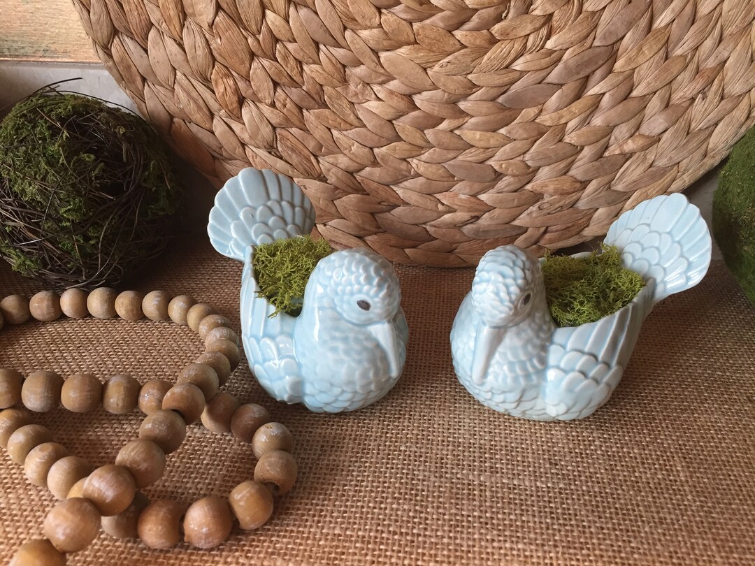 Set of Vintage Ceramic Blue Birds Wedding Birds for Cake Topper Blue ...